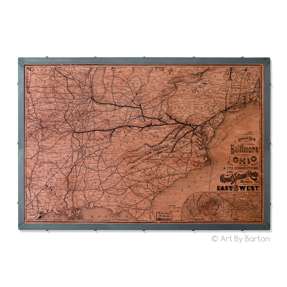Baltimore Ohio Railroad Map 30x45 – Art by Barton